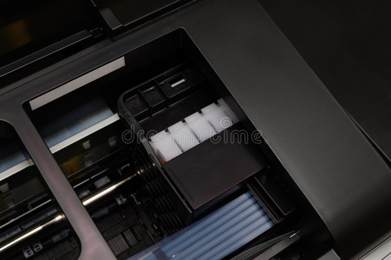 Continuous Ink Supply System and Printer Print Head.Close-up Stock ...