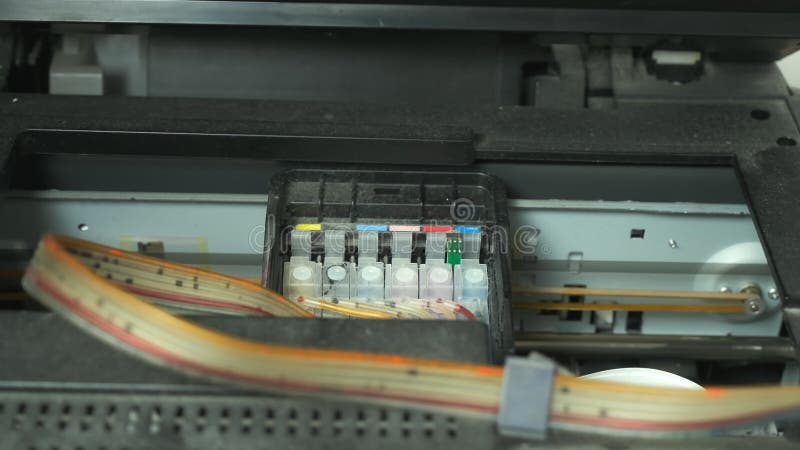 Continuous Ink Supply System is Working in Printer Moving Inside ...
