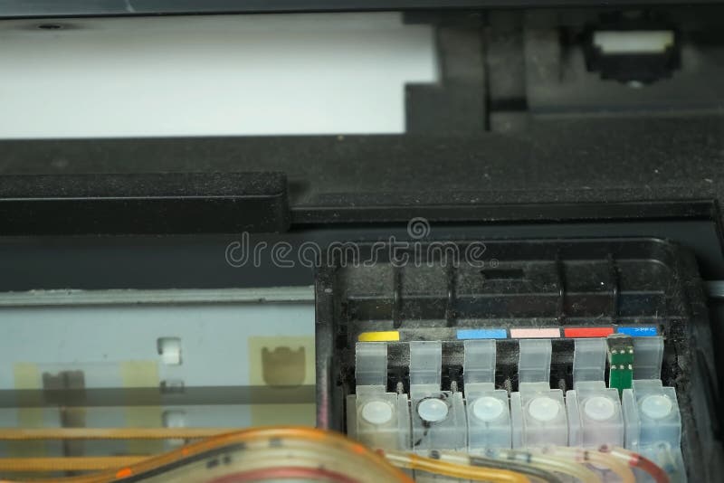 Continuous Ink Supply System is Working in Printer Moving Inside ...