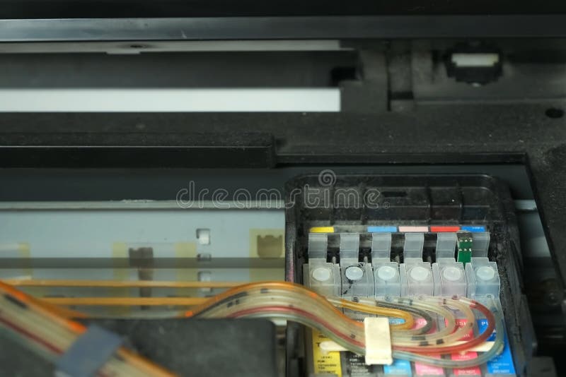 Continuous Ink Supply System is Working in Printer Moving Inside ...