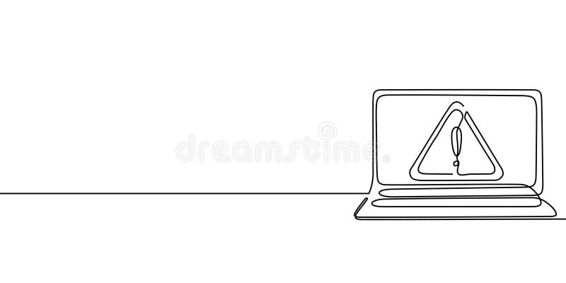 Continuous Laptop Line Computer Screen Office Work Art Pc Outline ...