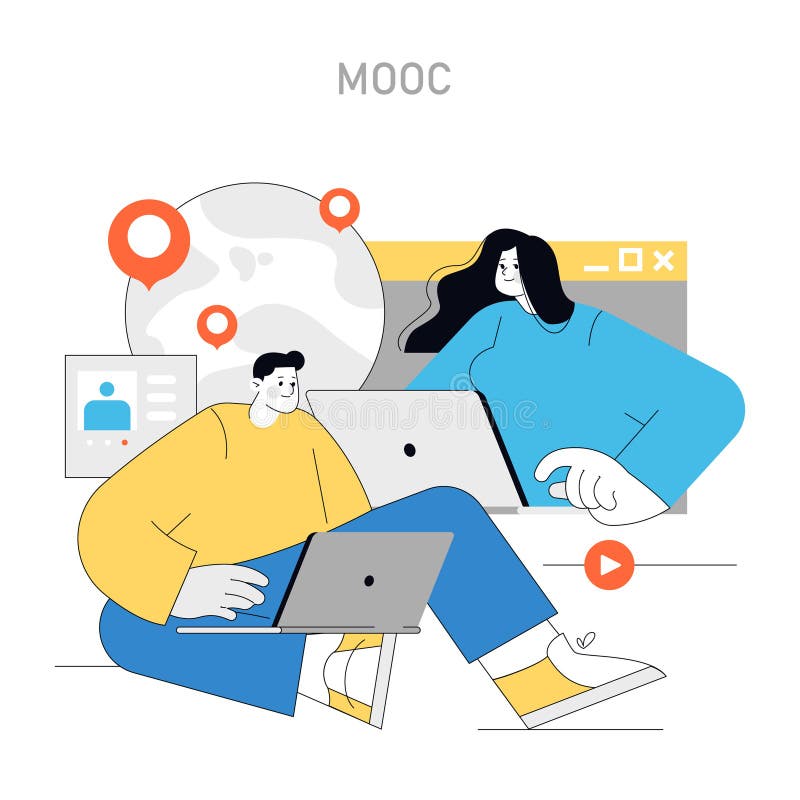 Continuous Learning MOOC Concept. Vector Stock Vector - Illustration of analytics, connection ...