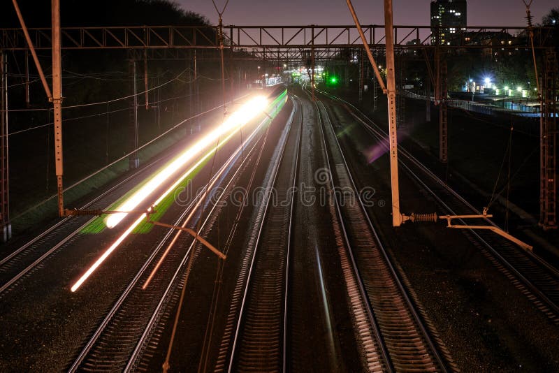 Continuous Light of a Passing Train Stock Image - Image of passing ...
