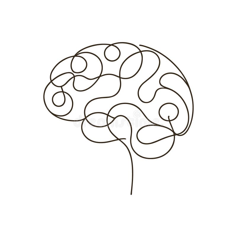Continuous Line Art of Brain. Simple Line Art Isolated Stock Vector ...