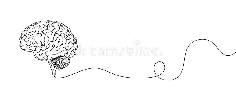 Continuous Line Art of Brain. Simple Line Art Isolated Stock Vector ...