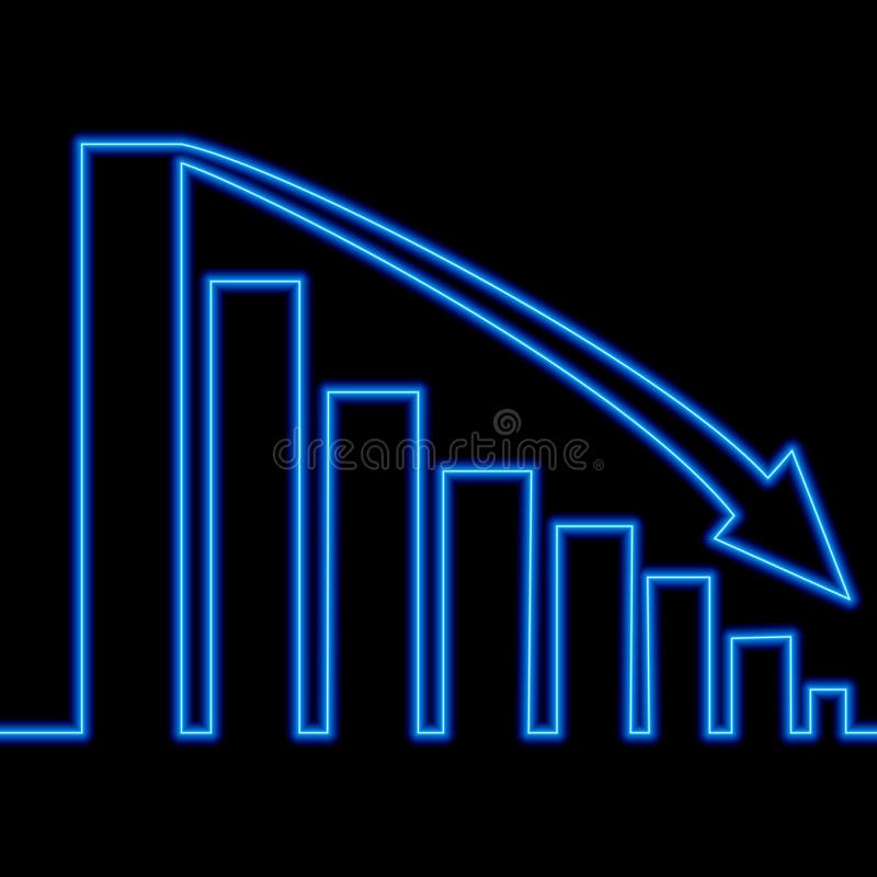 Continuous Line Art Declining Graph Business Neon Stock Vector ...