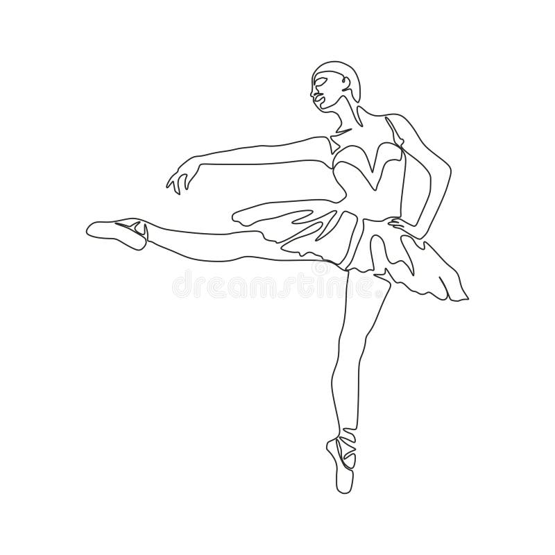 Continuous Line Art Drawing. Ballet Dancer Ballerina. Vector ...