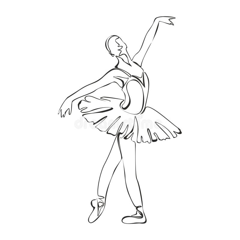 Continuous Line Art Drawing. Ballet Dancer Ballerina. Vector ...