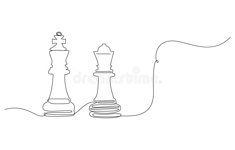 Continuous Line Art Drawing of Chess Icon Stock Vector - Illustration ...