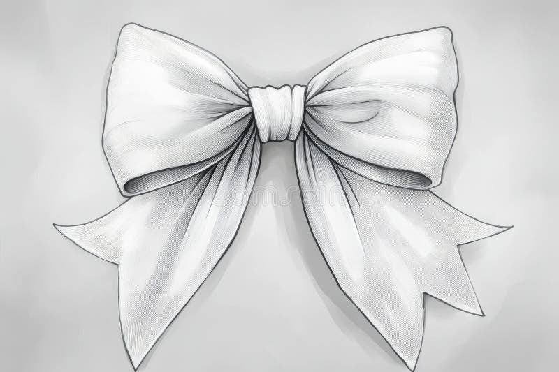 A Continuous Line Art Drawing of a Gift Ribbon Bow, Depicted in Black ...