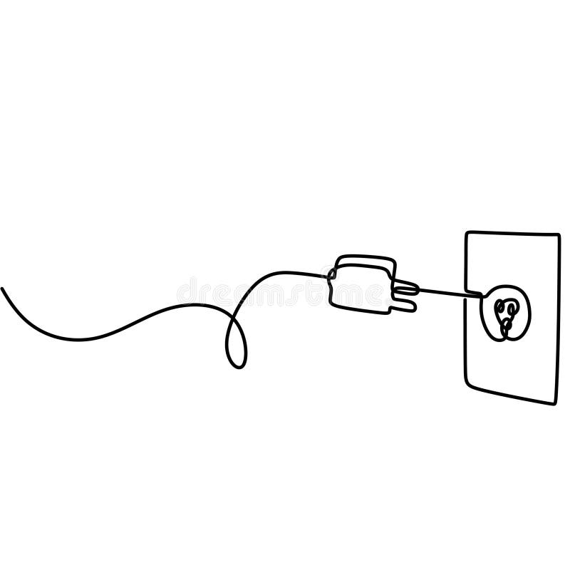 Electric Plug and Earth One Line Drawing for Green Energy and Global ...