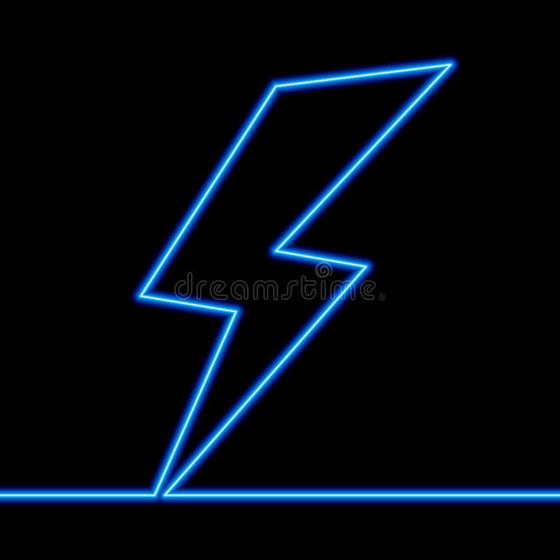 Continuous Line Art Electric Thunderbolt Neon Icon Stock Vector ...