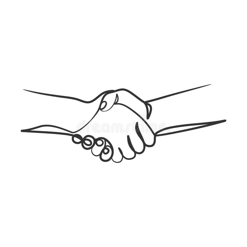 Continuous Line Art Hand Shake Vector Illustration. Business Agreement ...