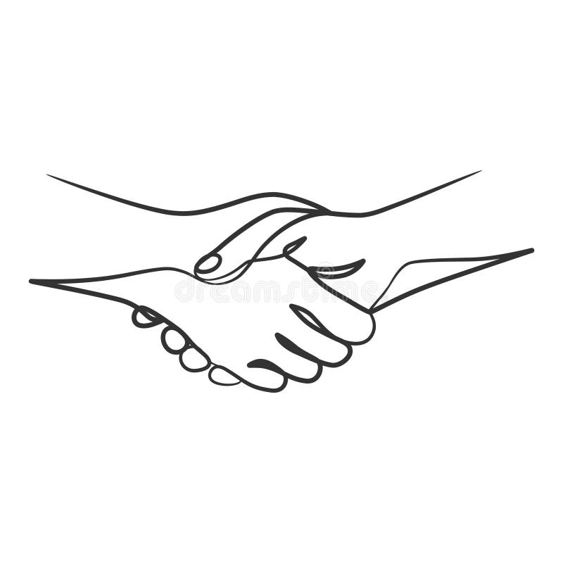 Continuous Line Art Hand Shake Vector Illustration. Business Agreement ...