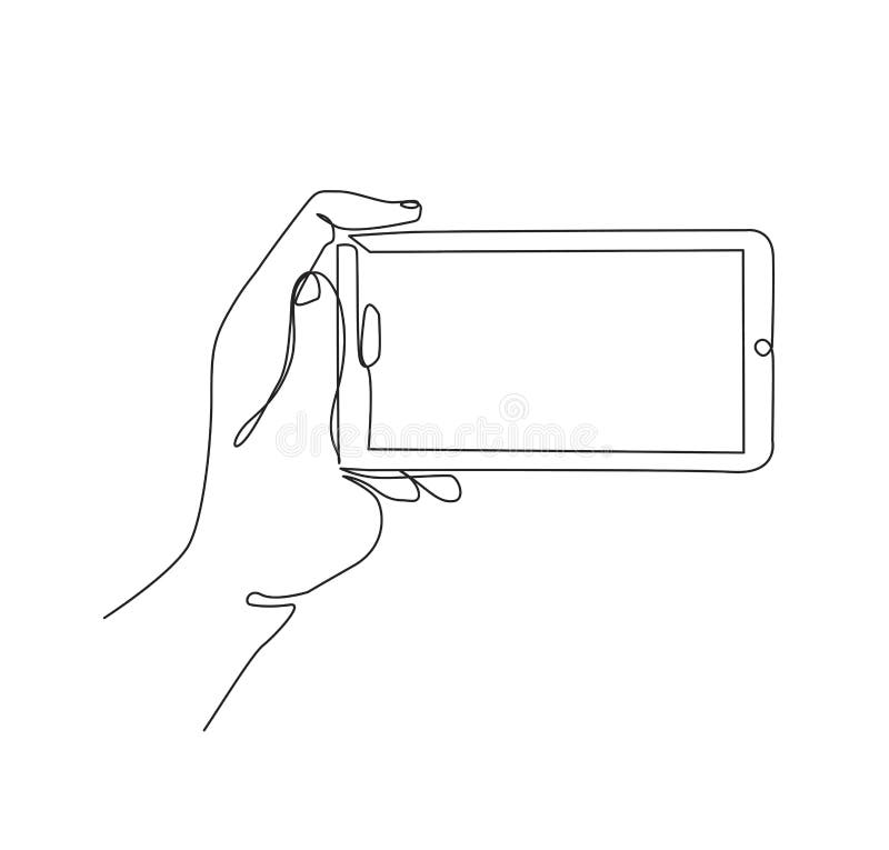 Continuous Line Art of Hand Using Mobile Phone. One Line Drawing Hand ...