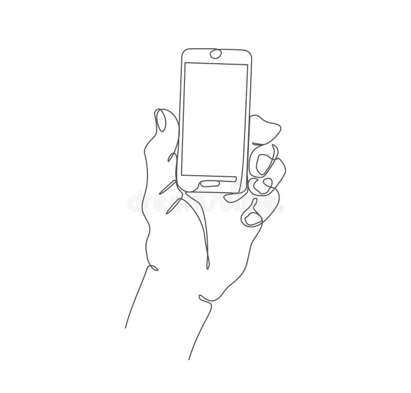 Continuous Line Art of Hand Using Mobile Phone. One Line Drawing Hand ...
