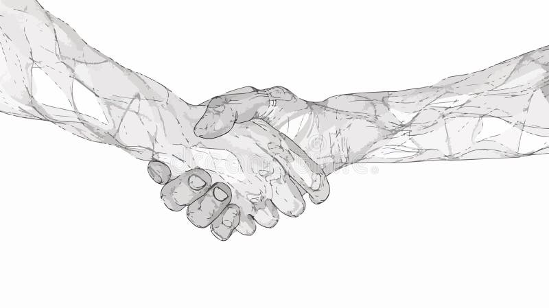 Continuous Line Art Handshake Engraving Black Stock Vector ...