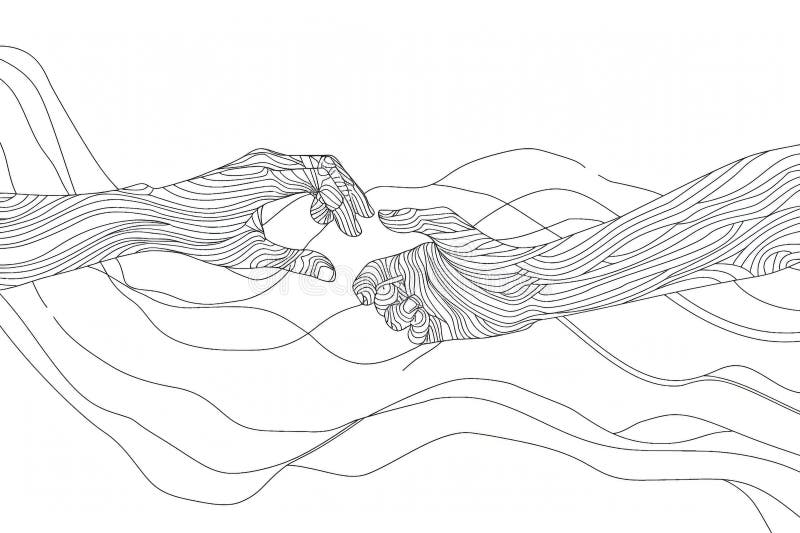 Continuous Line Art Human Hands Entwined Symbol of Connection Elegant ...