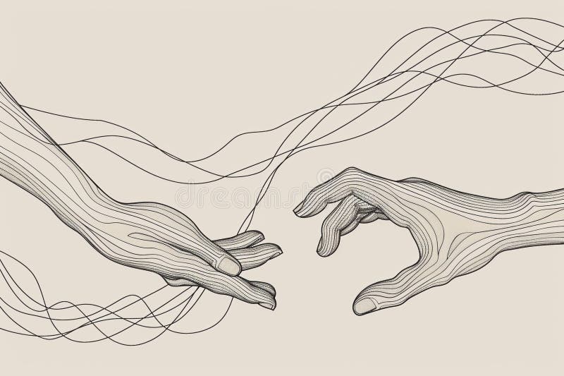 Continuous Line Art Human Hands Entwined Symbol of Connection Elegant ...
