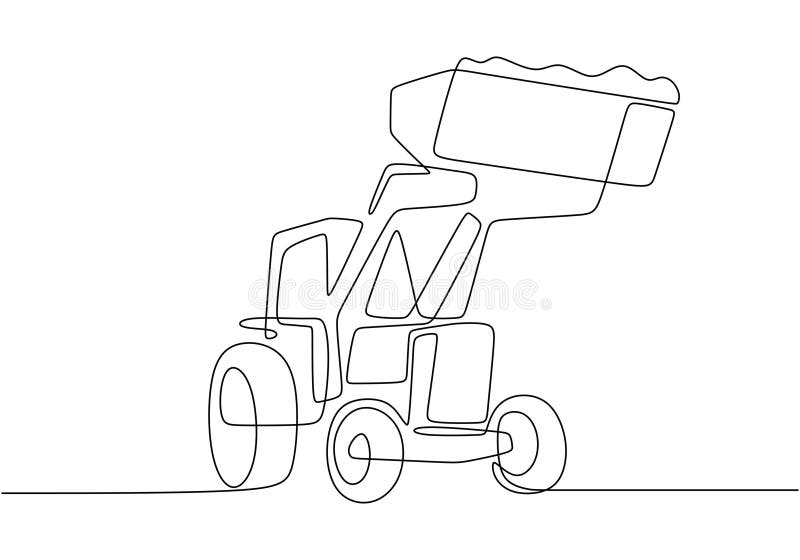 Continuous Line Art of a Loader Construction Vehicle in Clean Vector ...