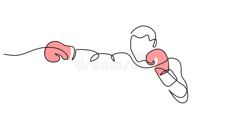 Continuous Line Art Man Boxing Training. Combat Sport Practice Vector ...