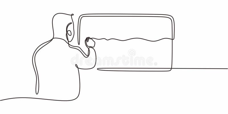 Continuous Line Art Man Writing Whiteboard. Teaching Brainstorming ...