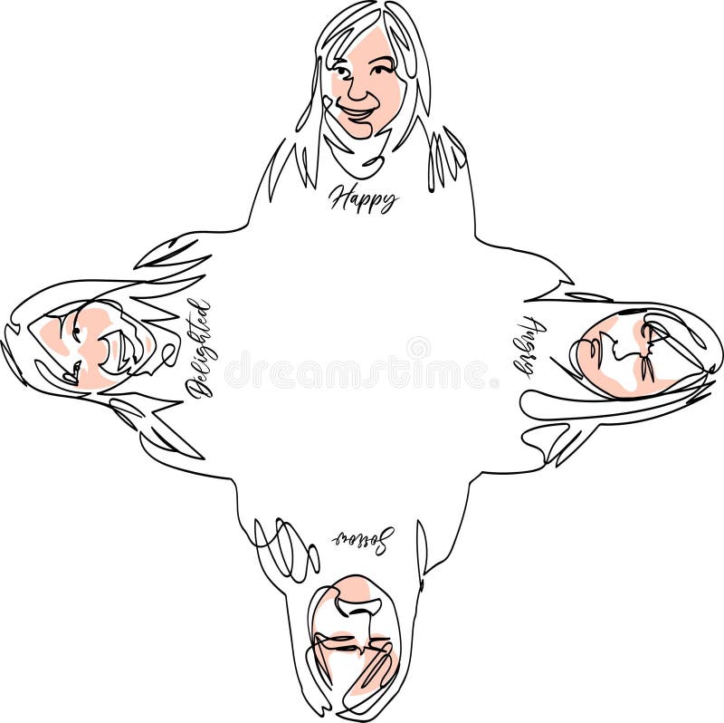 Continuous Line Art Minimal Vector Emotions Set Stock Illustration ...