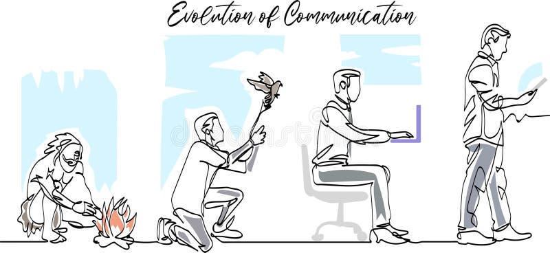 Continuous Line Art Minimal Vector Evolution of Communication Stock ...