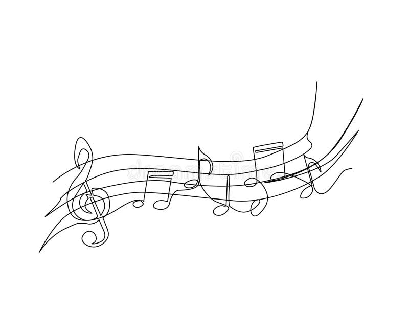 Continuous Line Art of Music Note. One Line Drawing Abstract Music ...