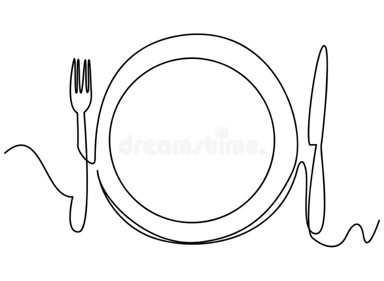 Fork Dish Line Drawings Stock Illustrations – 58 Fork Dish Line ...