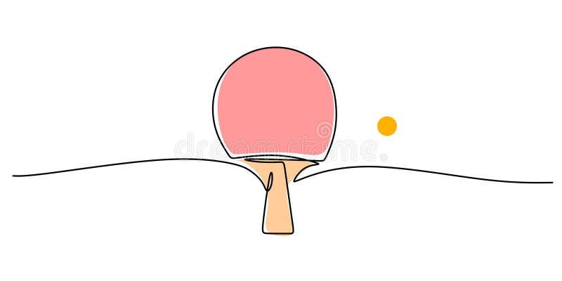 Continuous Line Art Table Tennis Set. Paddle Ball Minimal Ping Pong ...