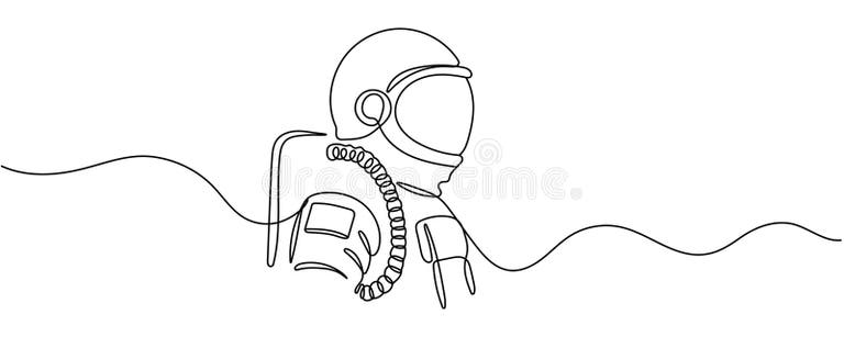 Continuous Line of Astronauts. One Line Drawing of Astronaut in Outer ...
