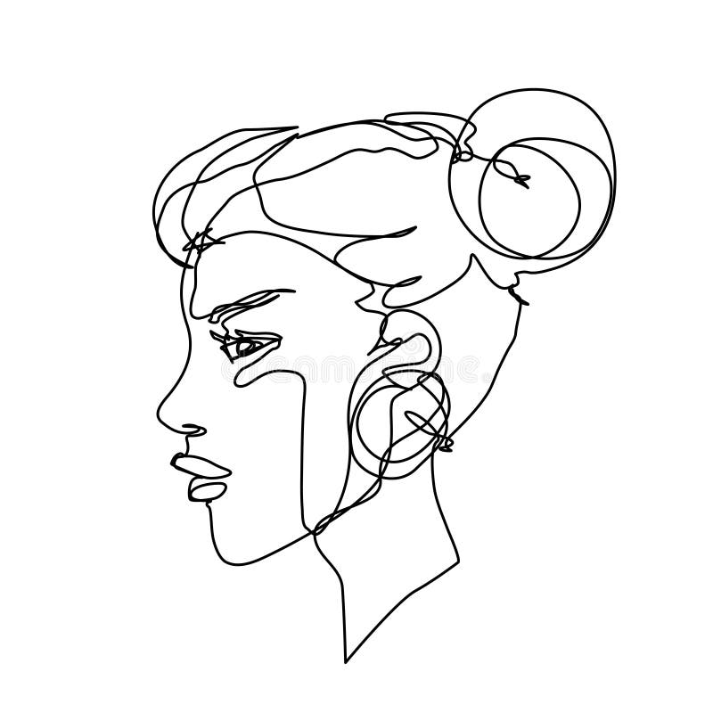 Continuous Line Beautiful Woman Line Art Illustration Stock Vector ...