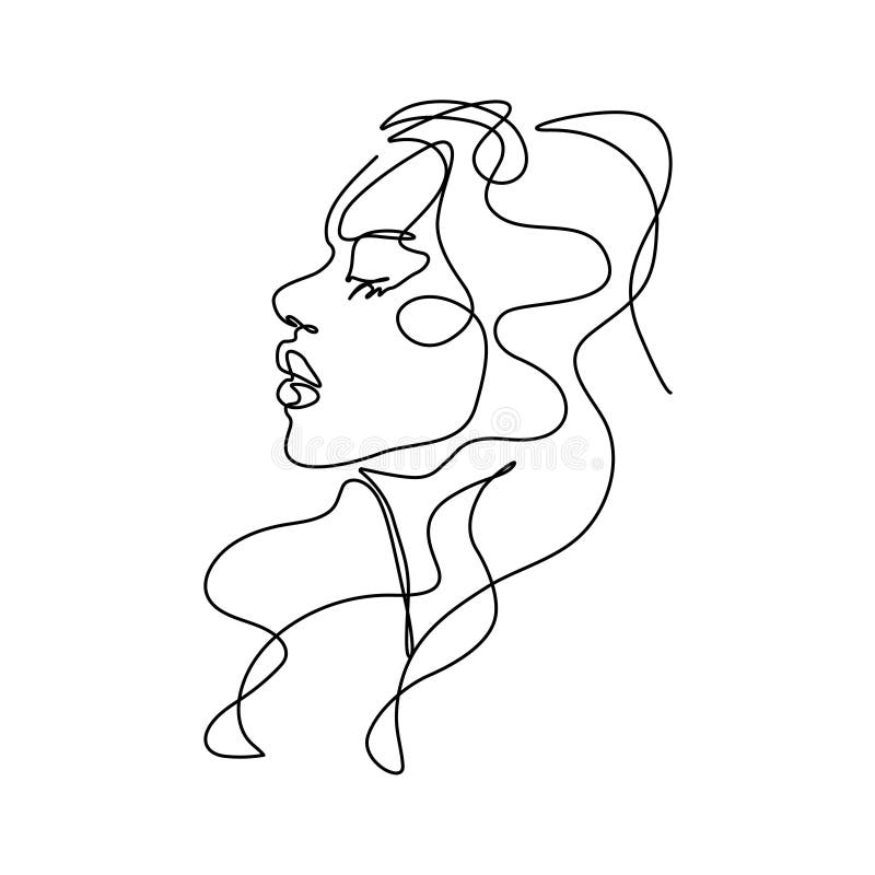 Continuous Line Beautiful Woman Line Art Illustration Stock Vector ...