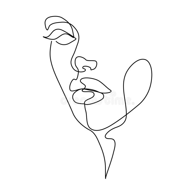 Continuous Line Beautiful Woman Line Art Illustration Stock Vector ...