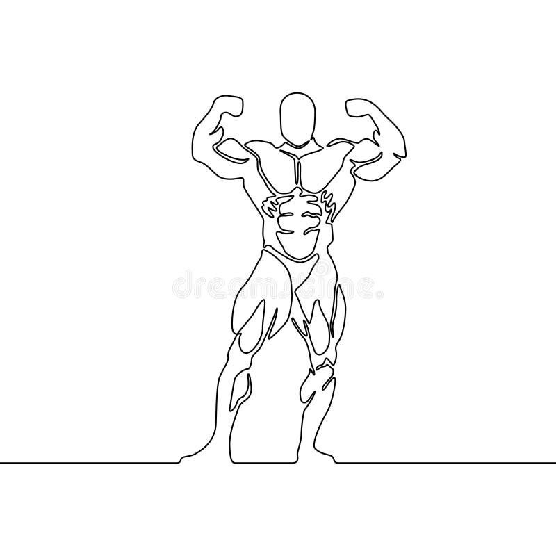 Continuous Line Bodybuilder Show Biceps. Vector Illustration. Stock ...