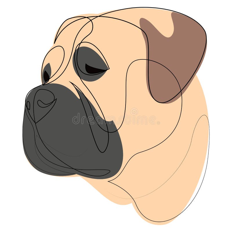 Continuous Line Bullmastiff. Single Line Minimalist Style Dog Vector ... Continuous Line Bullmastiff. Single Line Minimalist Style Dog Vector ...