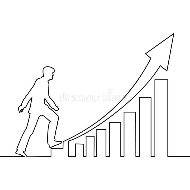 Continuous Line Businessman Growth Chart Concept Stock Vector ...