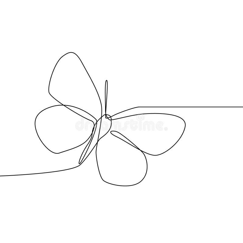 Butterfly. Continuous One Line Drawing. Vector Illustration. Stock ...