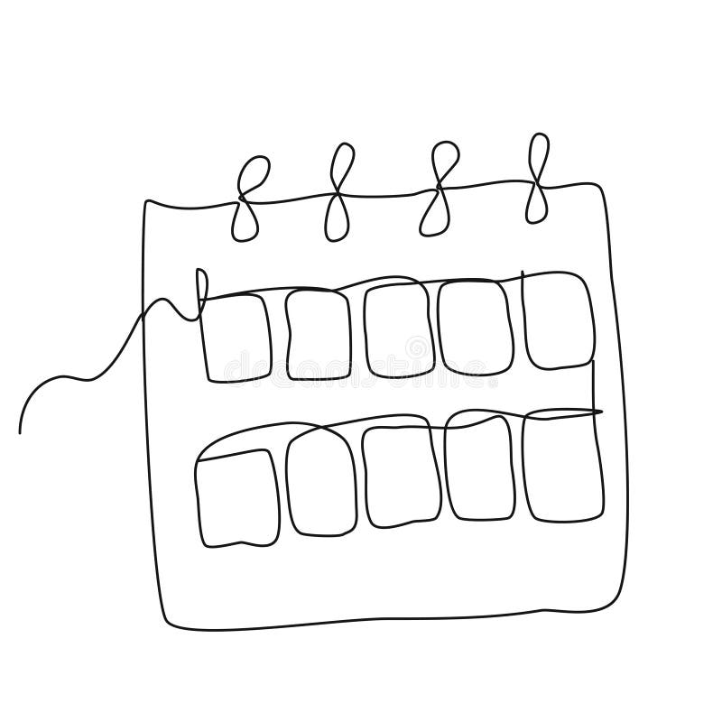 Continuous Line Calendar Planner. Trendy One Line Draw Design Vector ...