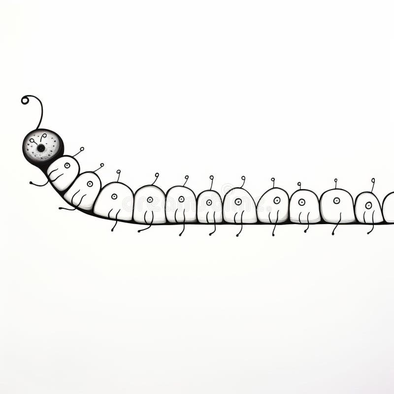 Continuous Line Caterpillar Illustration on White Background Stock ...