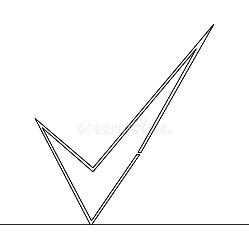 Continuous Line Check Mark Tick of Consent Concept Stock Vector ...