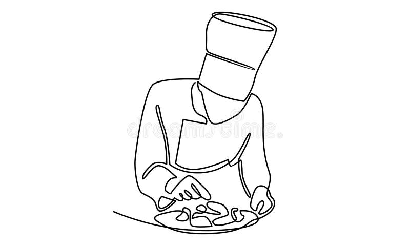 Continuous line of chef stock vector. Illustration of service - 233214920