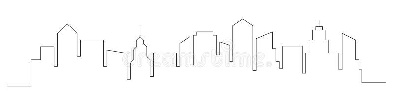 Continuous Line City Building. One Single Outline Cityscape Continuous ...