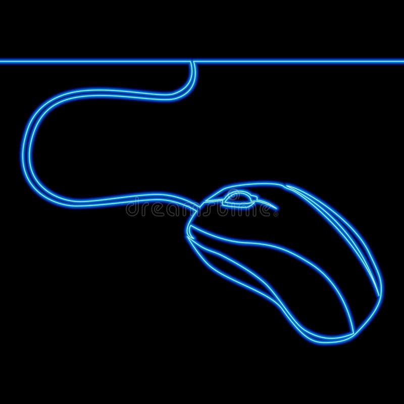 Continuous Line Computer Mouse Neon Concept Stock Vector - Illustration ...