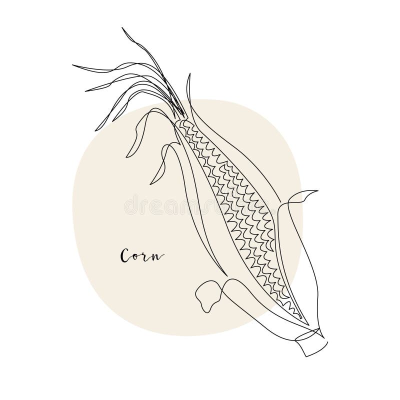 Continuous Line Corn, Grain Crop. Vector Line Art. Perfect for Logo ...