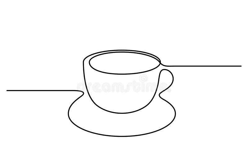 Continuous Line Drawing. a Cup of Coffee or Tea Stock Vector ...