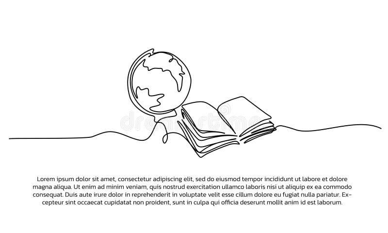 Continuous Line Design of Books and the World Stock Illustration ...