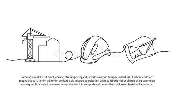 Continuous Line Design of Crane for Construction Stock Illustration ...