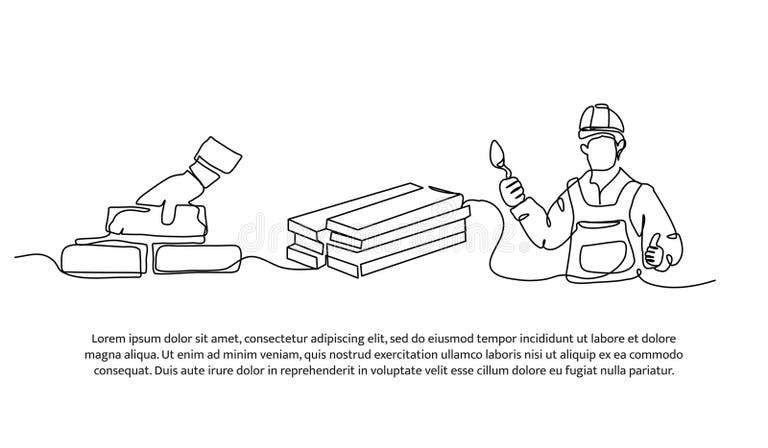 Continuous Line Design of House Construction Stock Illustration ...